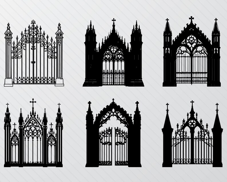 Gothic Gate SVG Bundle: Silhouette Art, Cricut Cut Files - Etsy