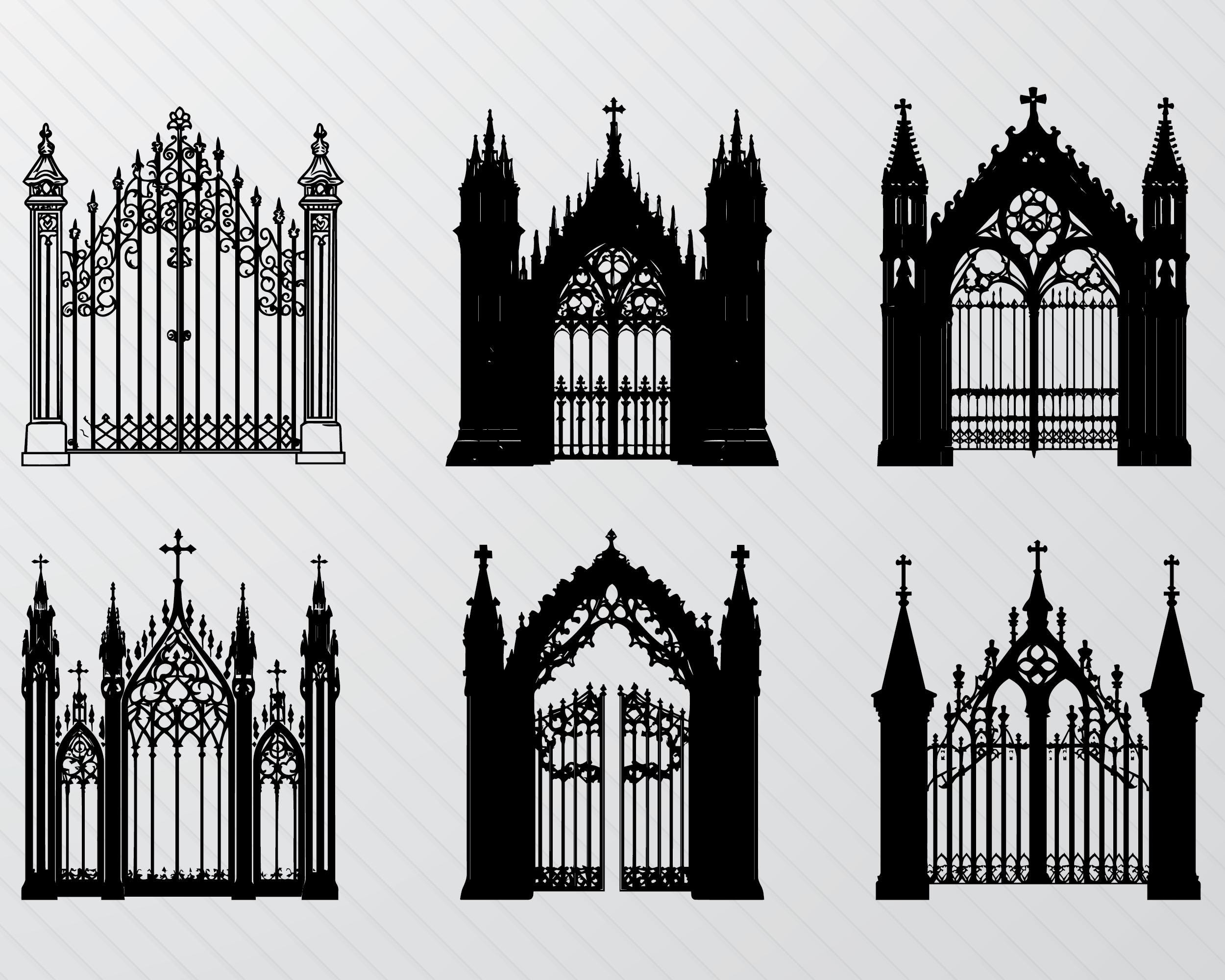 Gothic Gate Svg Bundle, Gothic Gate Silhouette Art, Gothic Gate Cut ...