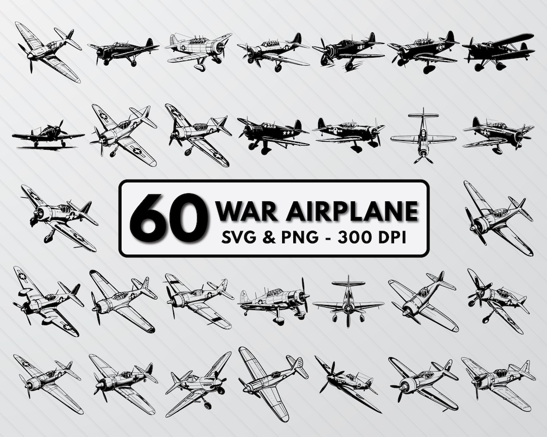 War Airplane SVG Bundle: Airplane Clipart, Vector, Decal (PNG, Cut ...