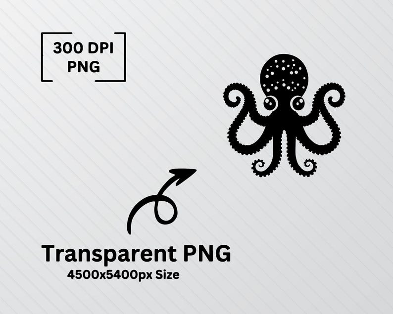 Octopus Silhouette SVG Bundle: Sea Creature Clipart (PNG, Vector) - Etsy