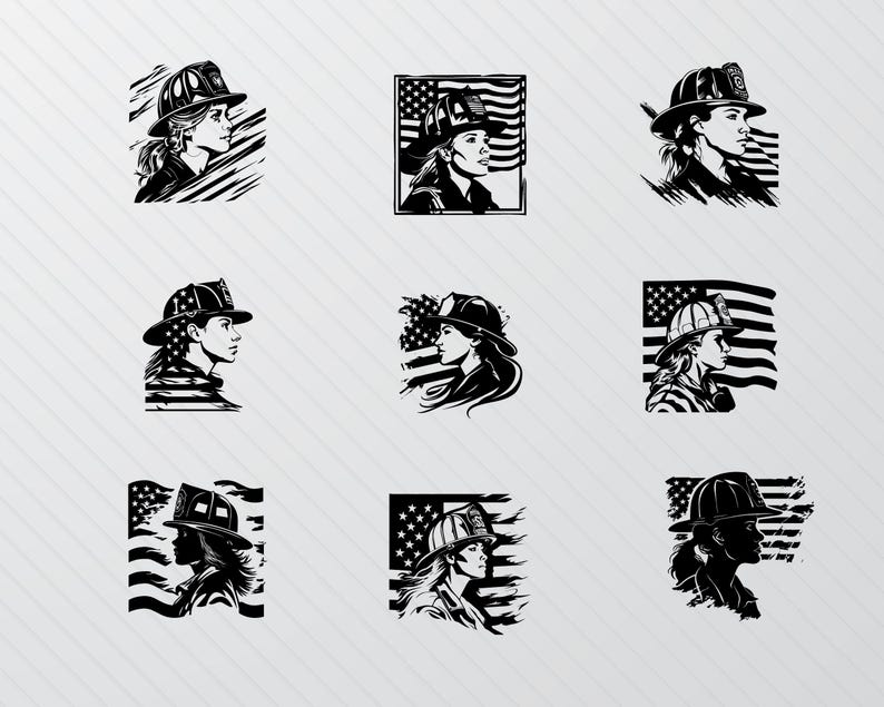 Women Firefighter Silhouette, Women Firefighter Svg Bundle, Firefighter ...