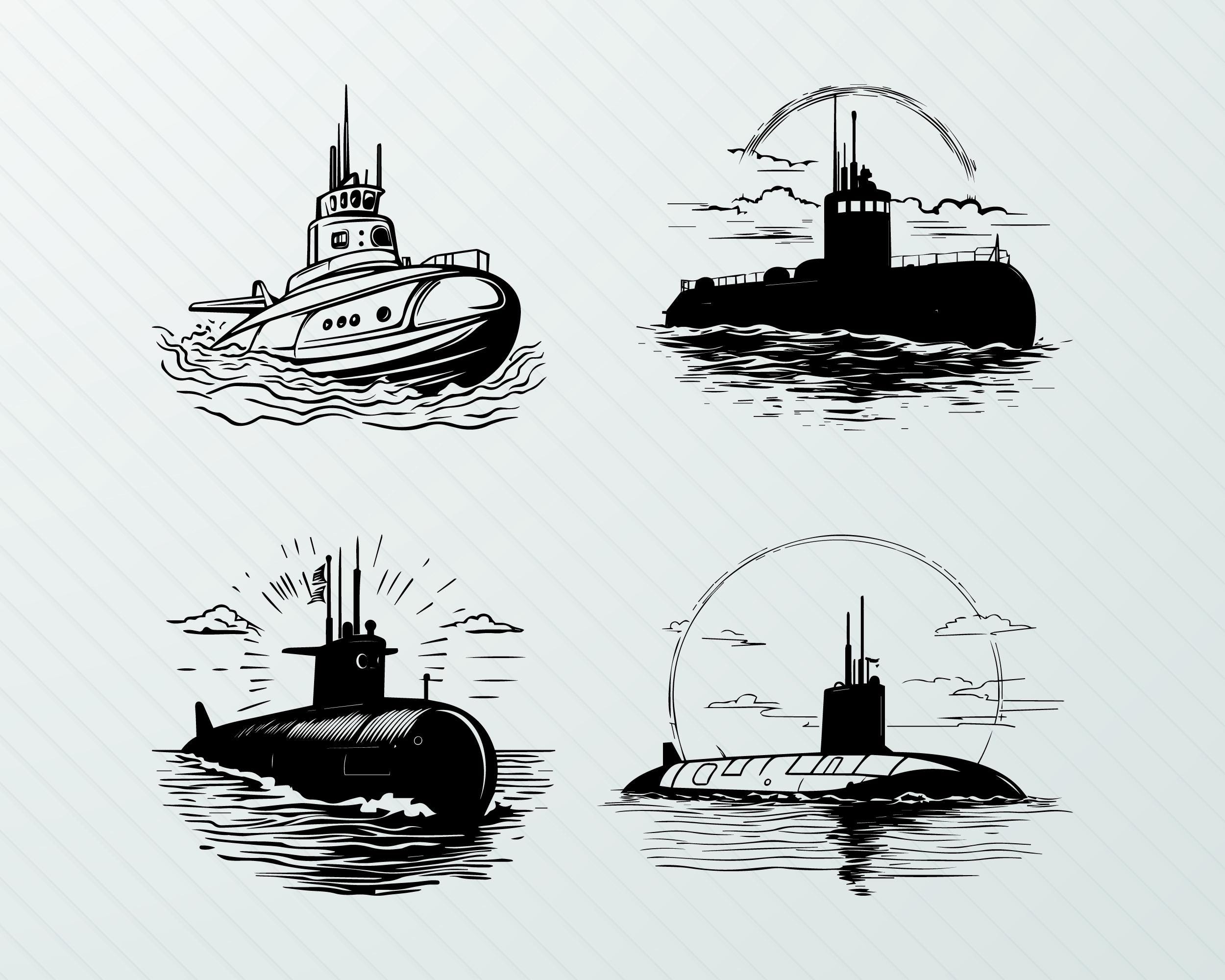 Submarine Svg, Submarine Png, Submarine Clipart, Silhouette, Decal ...