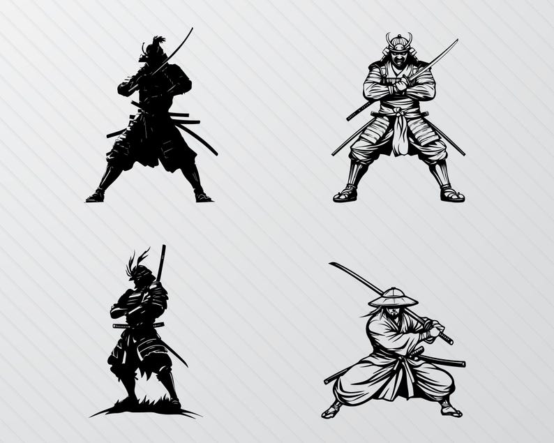 Samurai Warrior Silhouette: 30 SVG & PNG Clipart Bundle - Etsy
