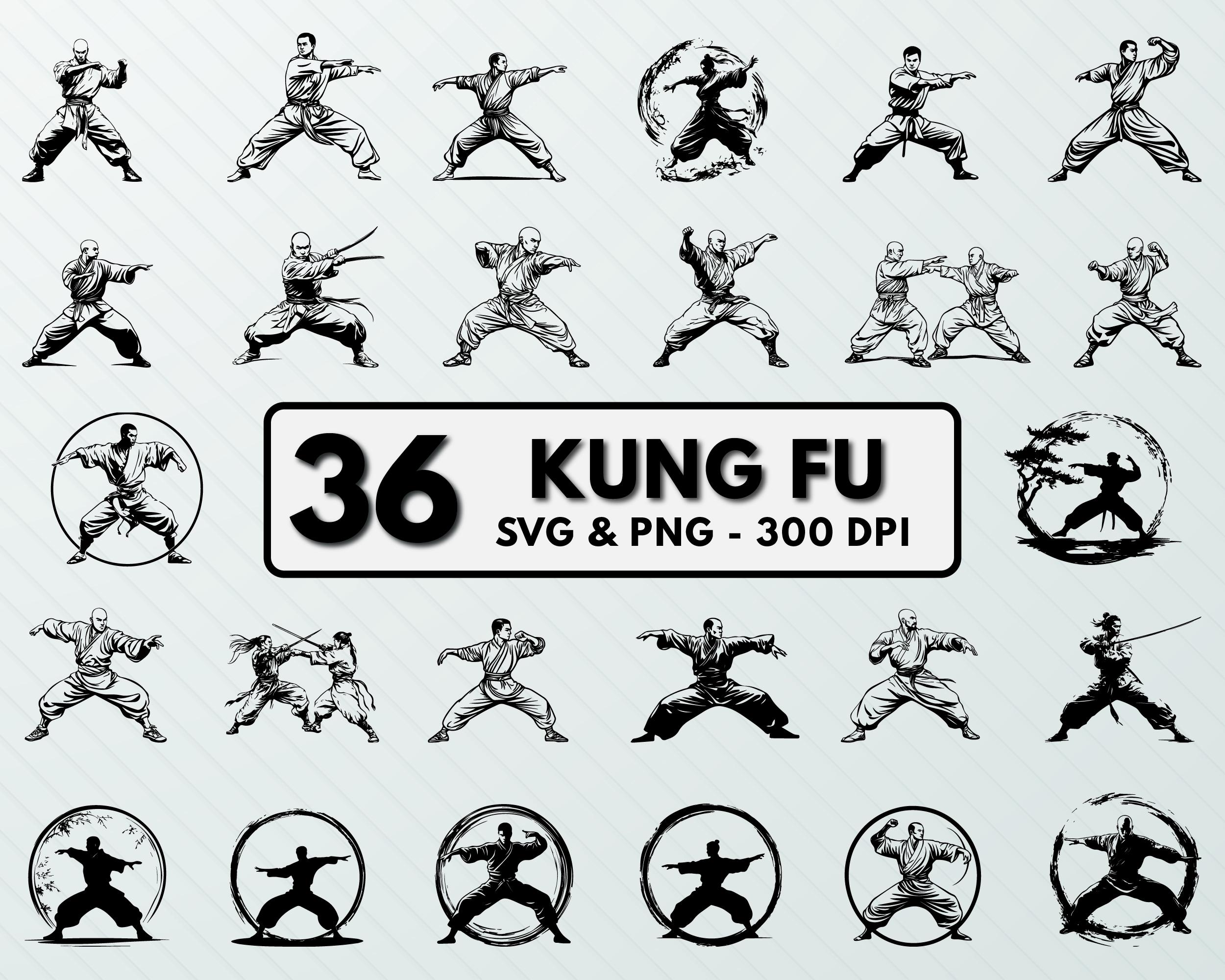 Kung Fu Silhouette: Vector Art Decal, Clipart (SVG, PNG) - Etsy