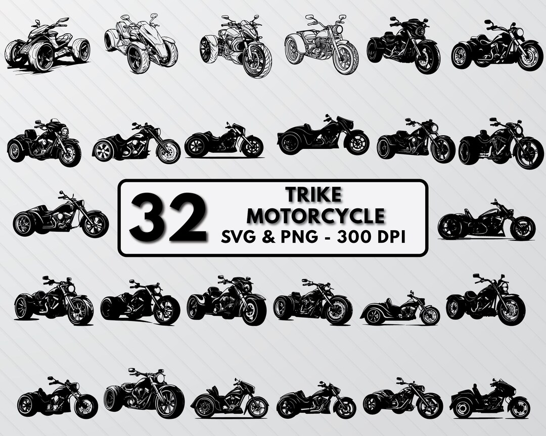 Trike Motorcycle Svg Bundle, Trike Motorcycle Silhouette Png, Trike ...
