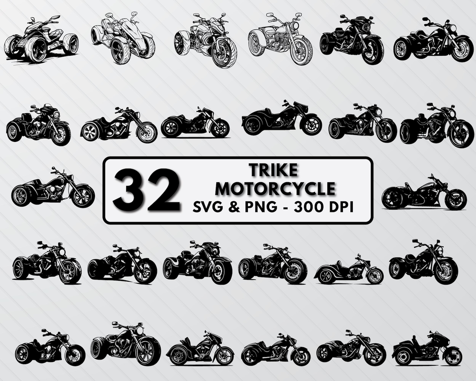 Trike Motorcycle Svg Bundle, Trike Motorcycle Silhouette Png, Trike ...