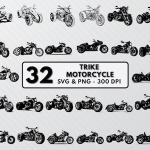 Trike Motorcycle SVG Bundle: Clipart Silhouette PNG, Decal Icon - Etsy