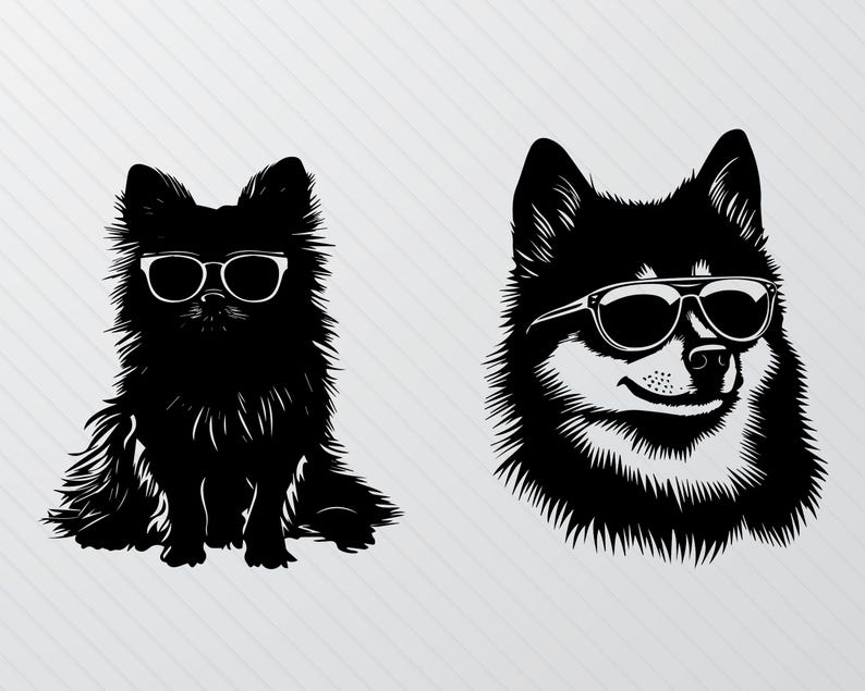 Japanese Spitz SVG Bundle: Dog Silhouette Clipart (PNG, Vector) - Etsy