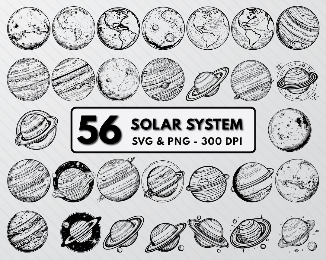 Solar System Planets Silhouette: Galaxy Vector Art (SVG & PNG) - Etsy UK