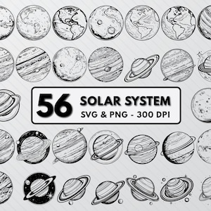 Solar System Planets Silhouette: Galaxy Vector Art (SVG & PNG) - Etsy
