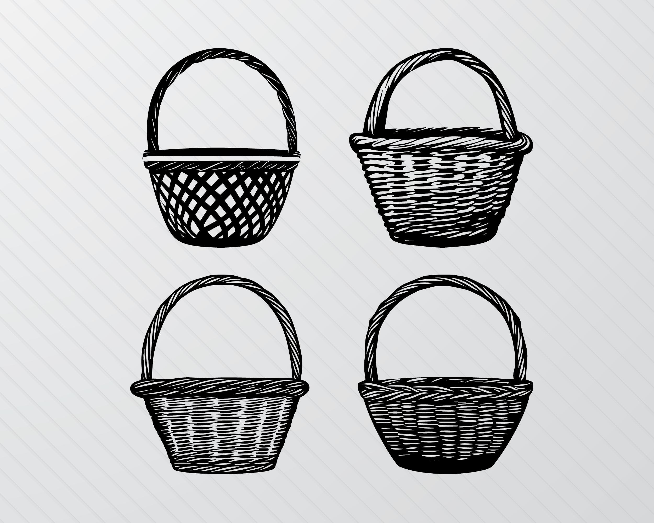 Wicker Basket Silhouette Svg, Basket Wicker Svg Bundle Cut File, Food ...
