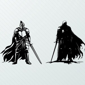 Knight Silhouette: Vector Art, Cut Files, Clipart (SVG, PNG) - Etsy