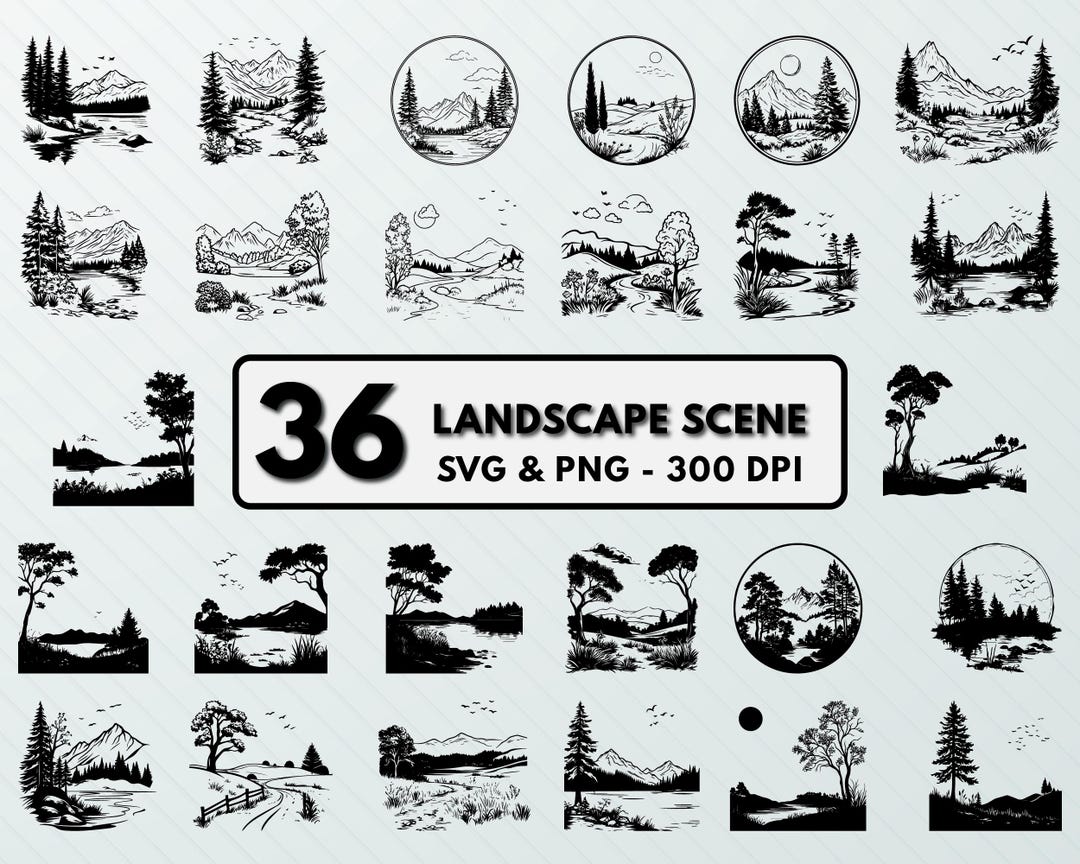 Landscape Scene Svg Png Bundle, Landscape Scene Clipart, Landscape ...
