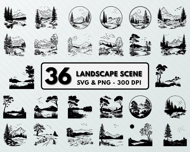 Landscape Scene Svg Png Bundle, Landscape Scene Clipart, Landscape ...
