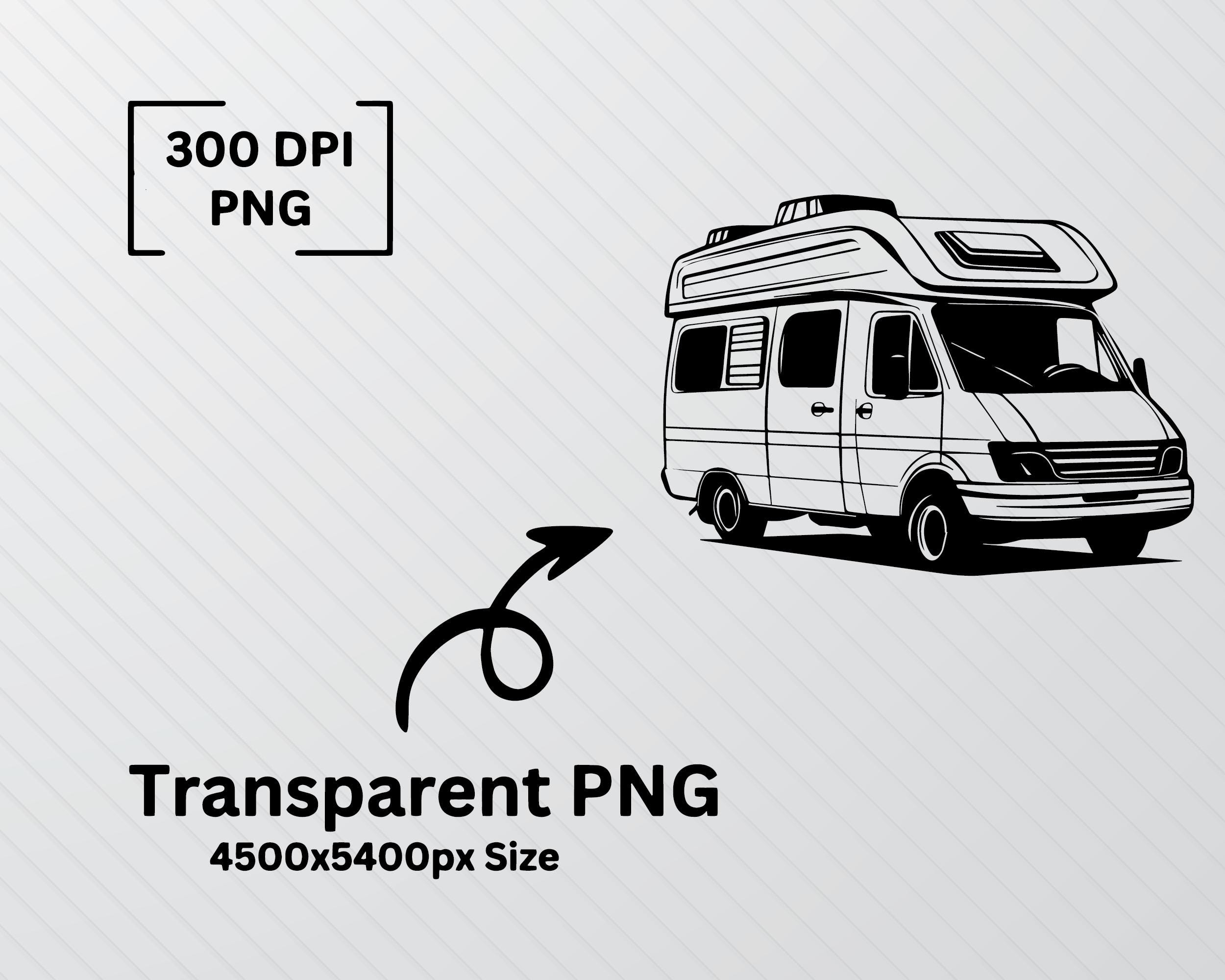 RV Camper Van SVG Bundle: Silhouette Clipart, Decal Vector (PNG, Cricut ...