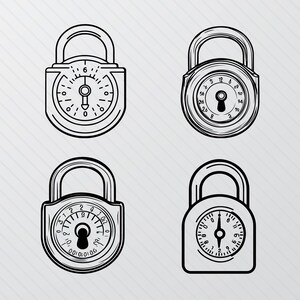 Combination Lock Silhouette, Combination Lock Svg Bundle, Lock Clipart ...