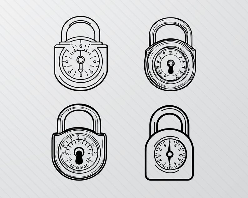 Combination Lock Silhouette, Combination Lock Svg Bundle, Lock Clipart ...