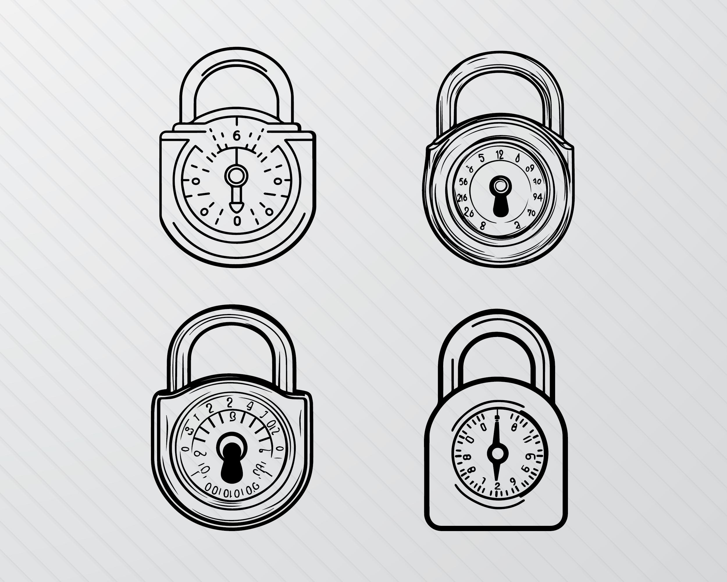Combination Lock Silhouette, Combination Lock Svg Bundle, Lock Clipart ...