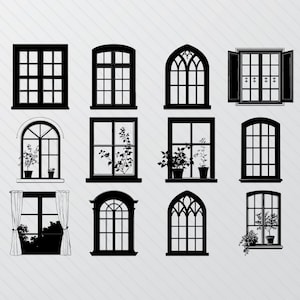 Window SVG Cut Files: Silhouette Clipart, Vector Art (PNG) - Etsy