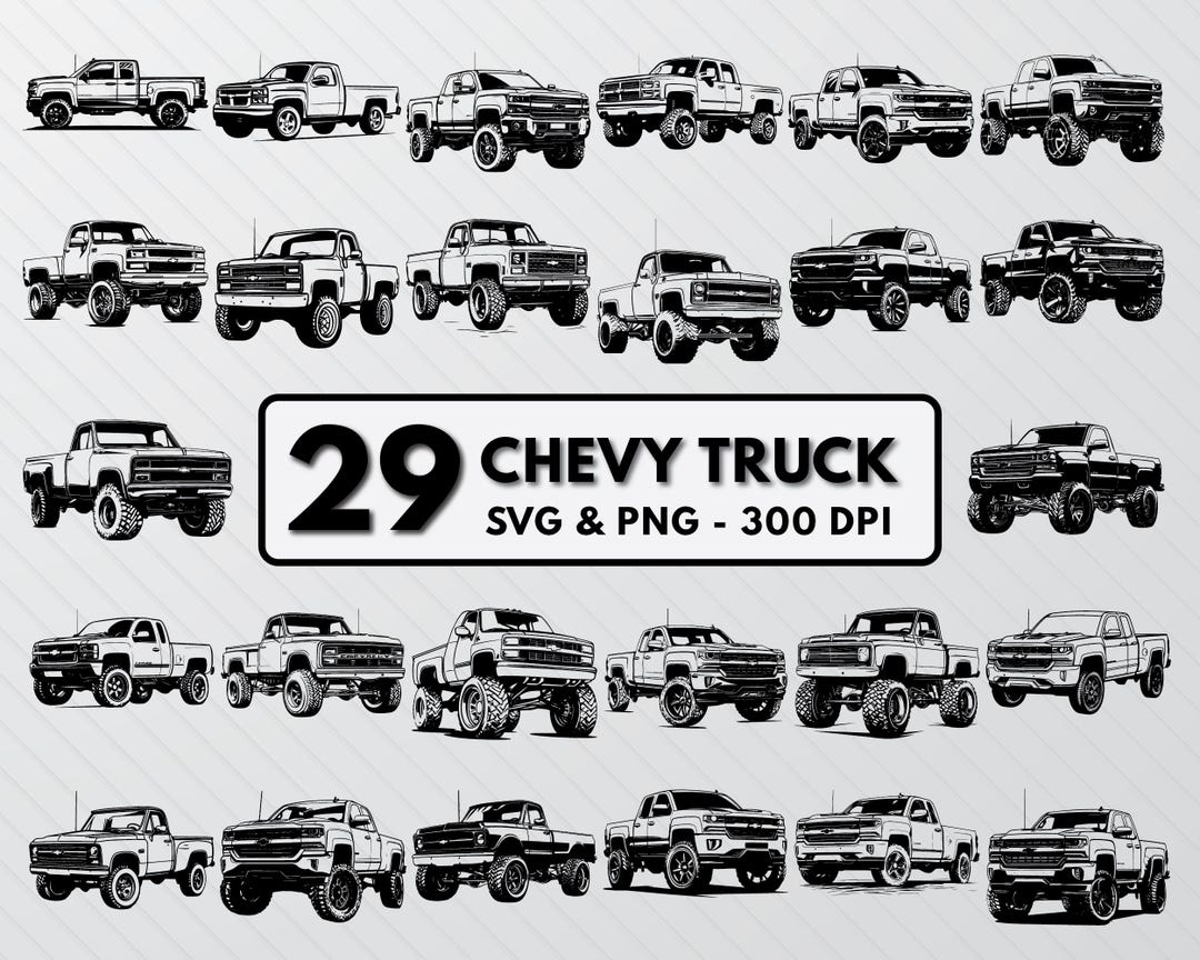 Chevy Truck SVG Bundle: Silhouette Clipart, Trucker Decal (PNG) - Etsy