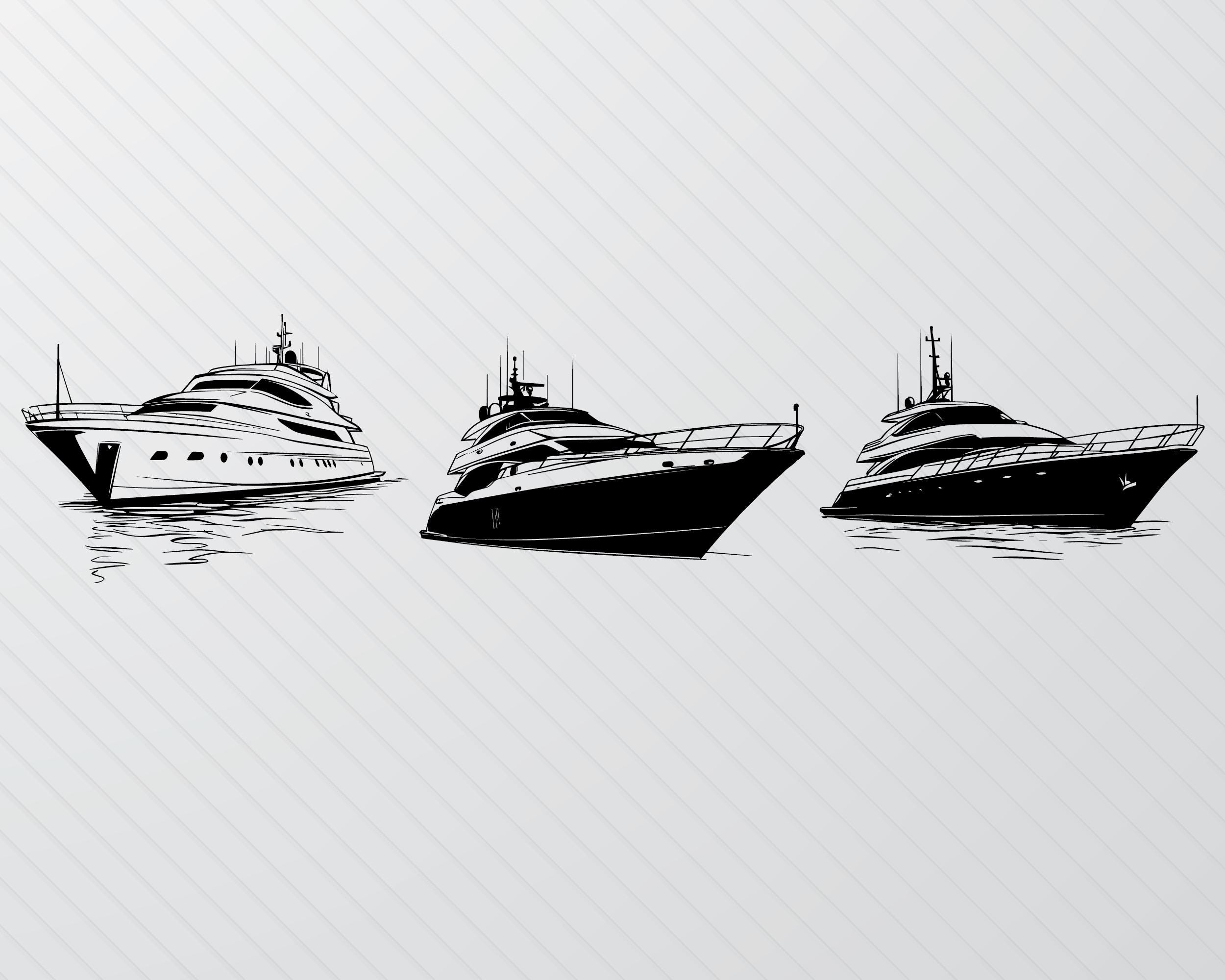 Yacht Svg Bundle, Yacht Silhouette Cut File, Yacht Vector Art, Yacht ...