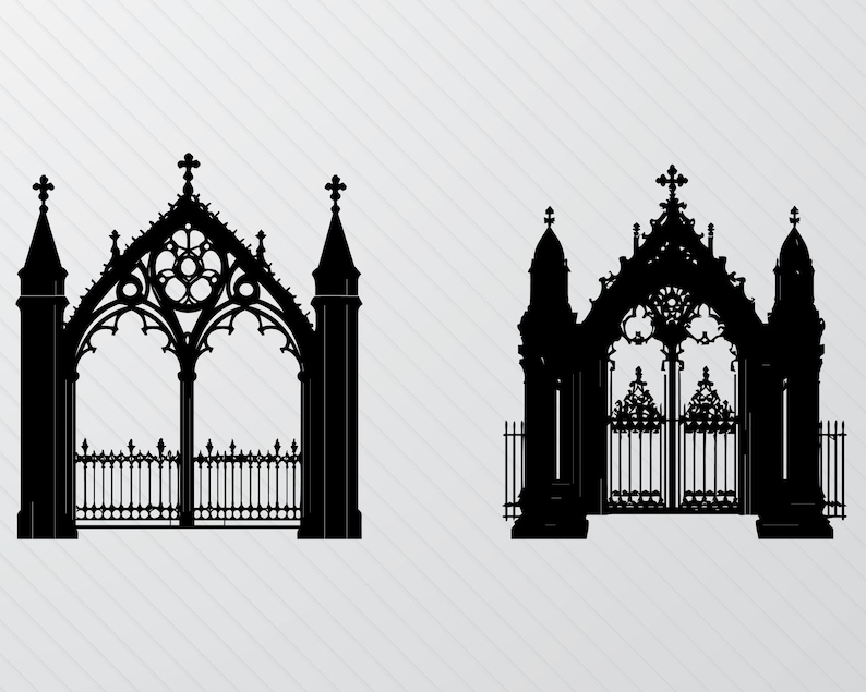 Gothic Gate SVG Bundle: Silhouette Art, Cricut Cut Files - Etsy