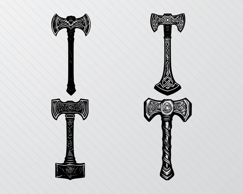 Mjolnir Svg Bundle: Viking Silhouette, Odin Raven (PNG, Vector) - Etsy
