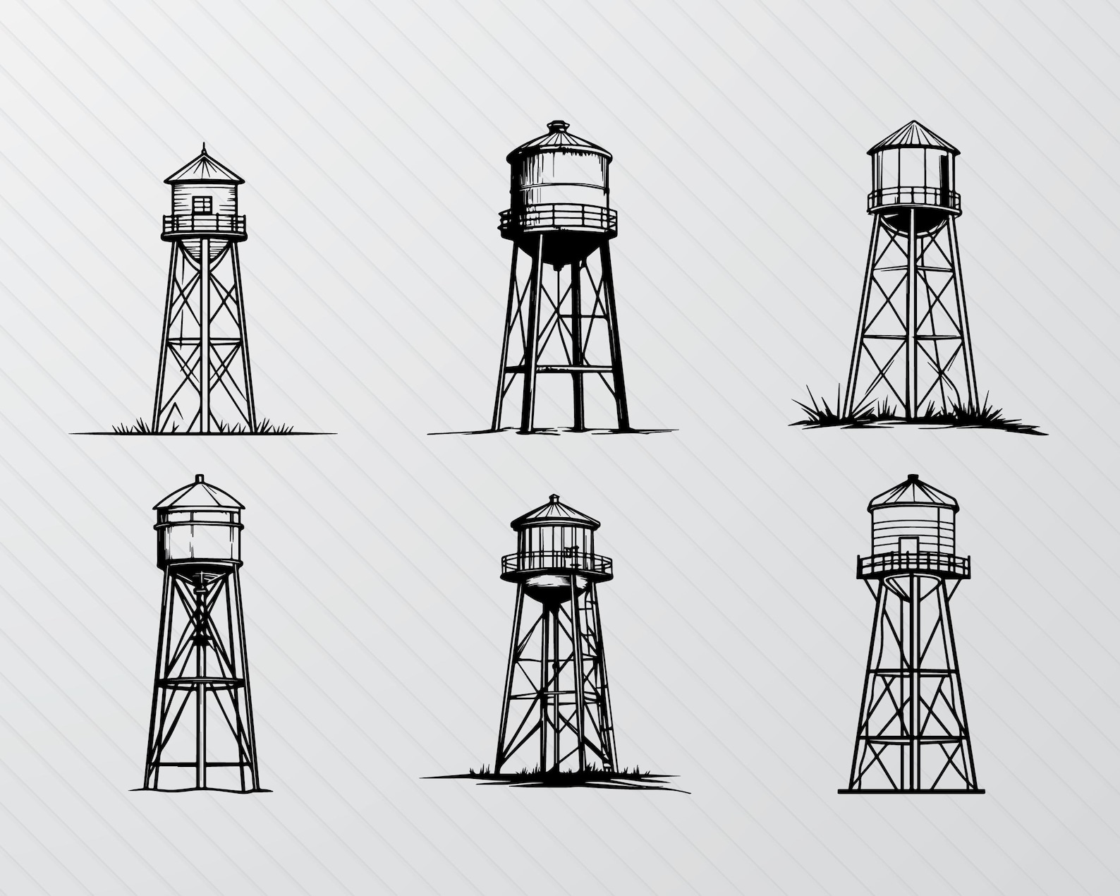 Water Tower Silhouette: Vector Art SVG, PNG Bundle - Etsy