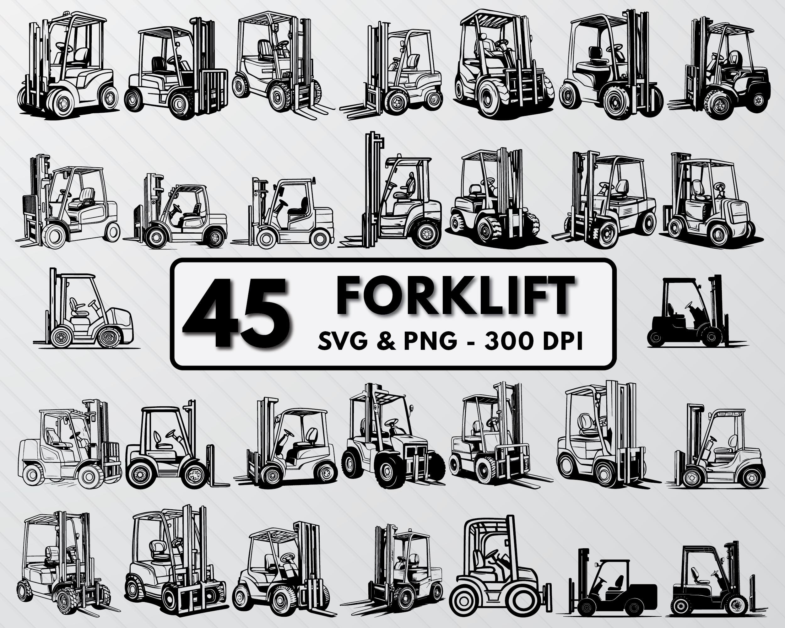Forklift Svg Bundle, Forklift Silhouette Art, Forklift Clipart Png ...