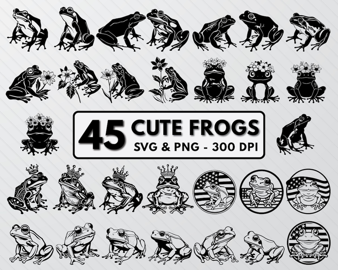Frog Silhouette Svg, Frog Svg Cut File, Frogs Clipart, Frog Png Files ...
