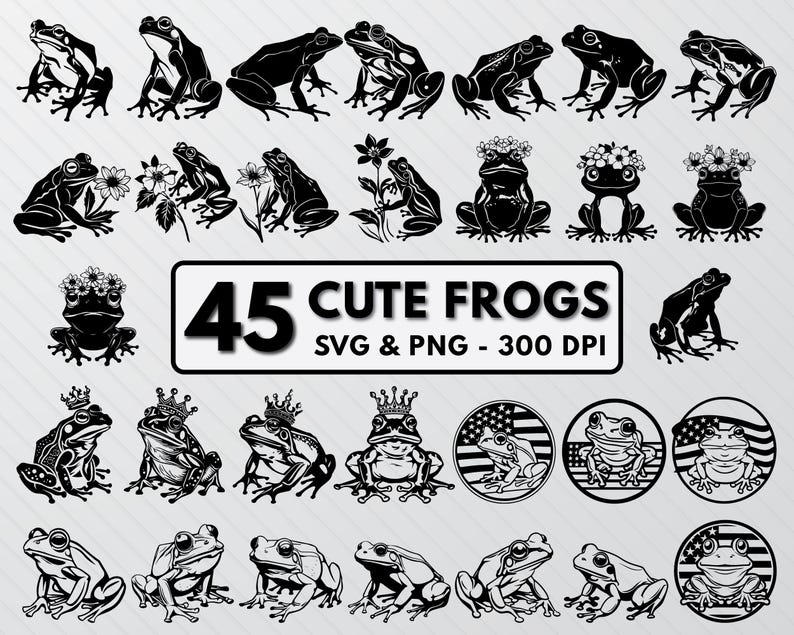 Frog Silhouette Svg, Frog Svg Cut File, Frogs Clipart, Frog Png Files ...
