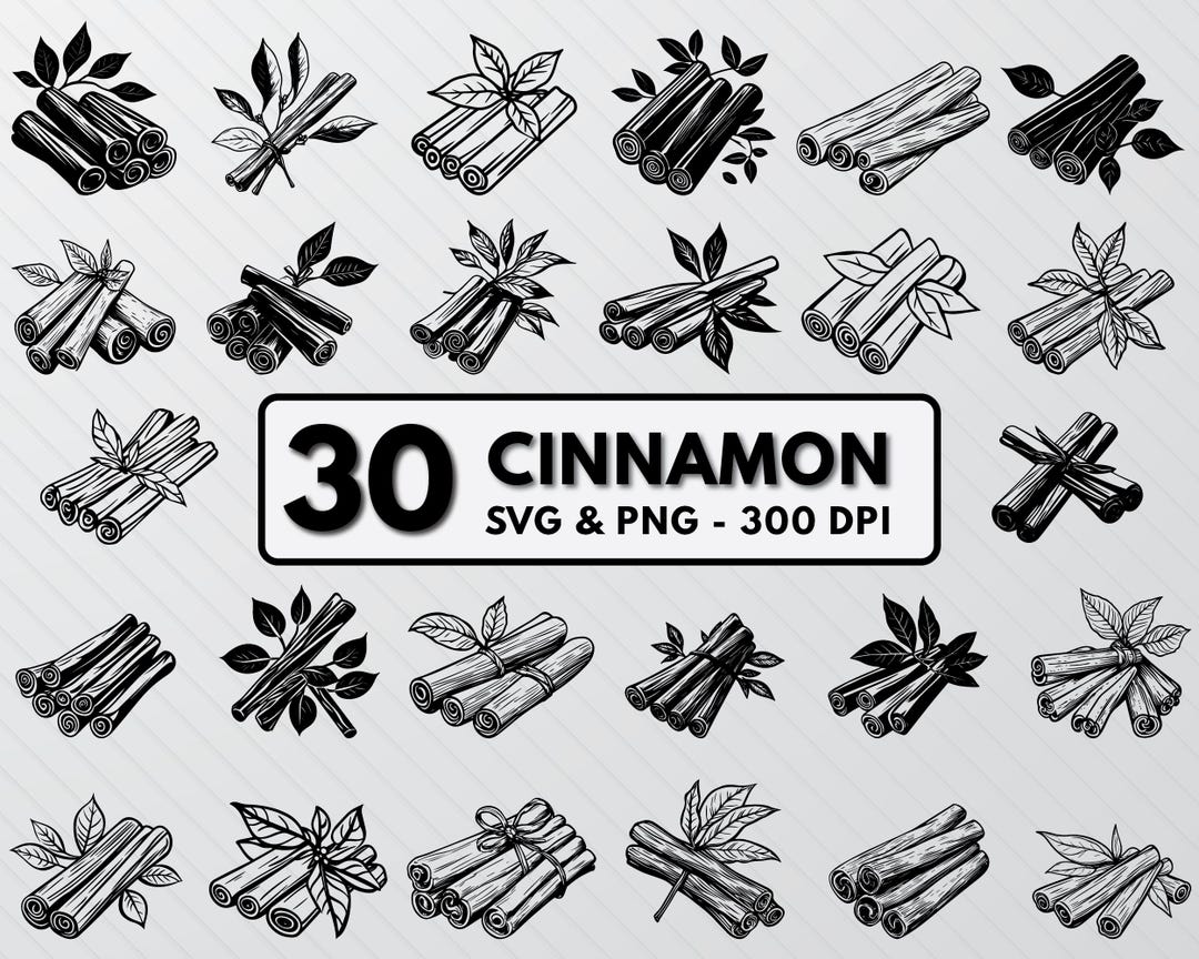 Cinnamon Svg Bundle, Cinnamon Silhouette, Sticks Spice Vector Svg ...