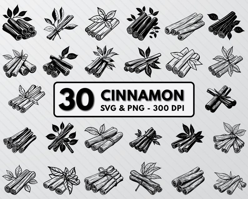 Cinnamon Svg Bundle, Cinnamon Silhouette, Sticks Spice Vector Svg ...