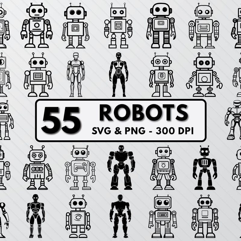 Robot Svg - Etsy