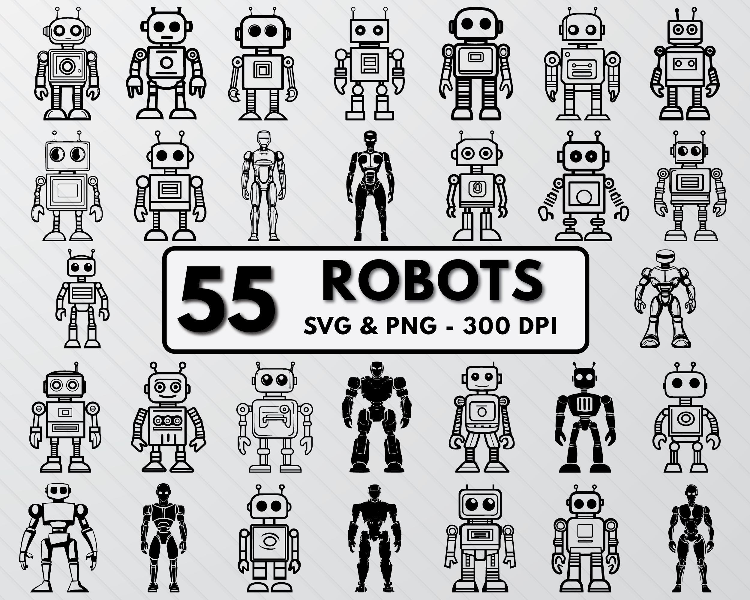 Robot Silhouette SVG Bundle: Vector Art, Clipart (PNG, Cricut) - Etsy