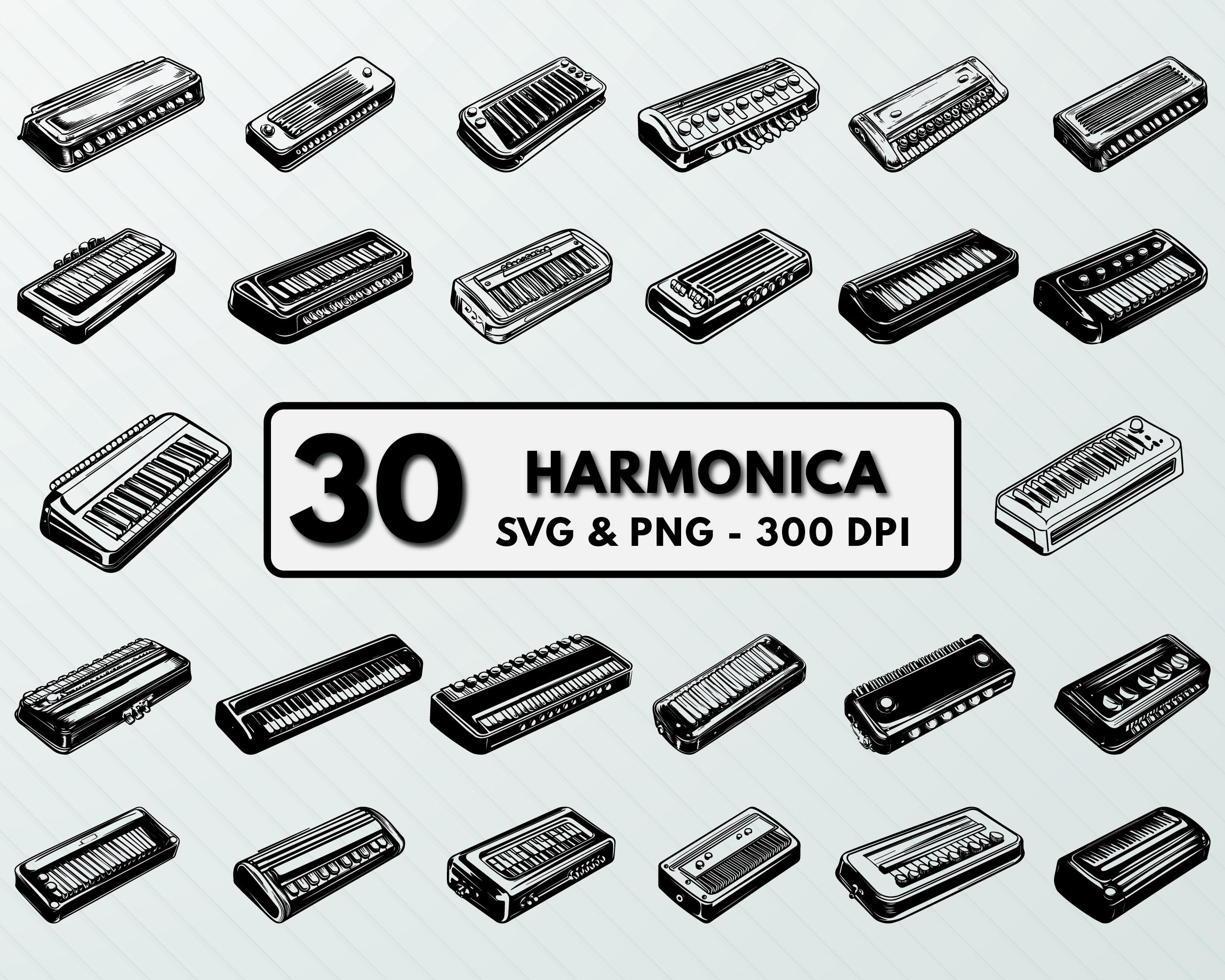Harmonica Svg Png, Harmonica Clipart, Harmonica Silhouette, Decal ...