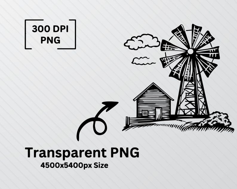 Farm Windmill SVG Bundle: Rustic Silhouette Clipart (PNG, Vector) - Etsy