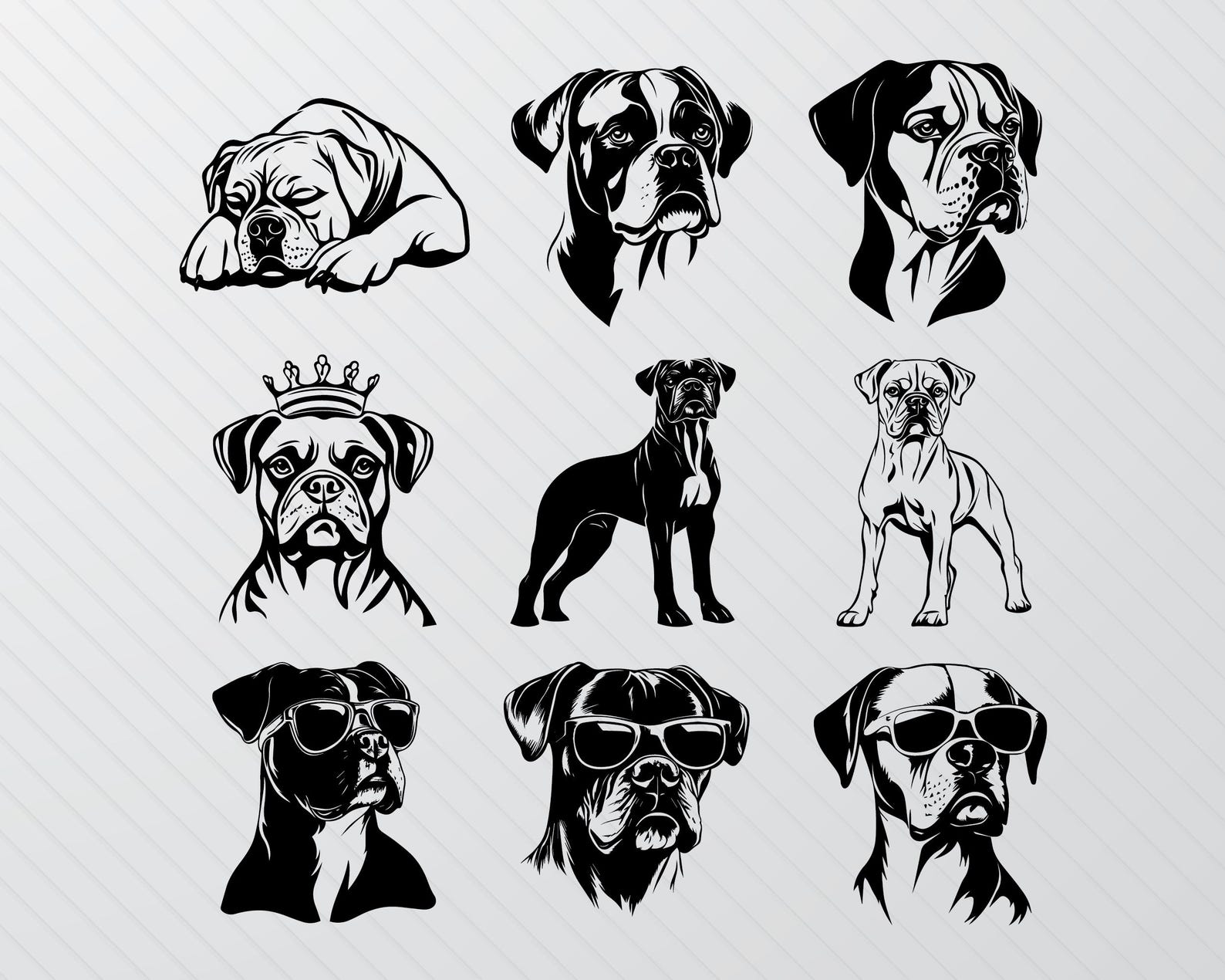 Boxer Dog Silhouette, Boxer Dogs Svg Bundle, Boxer Dog Png Clipart ...