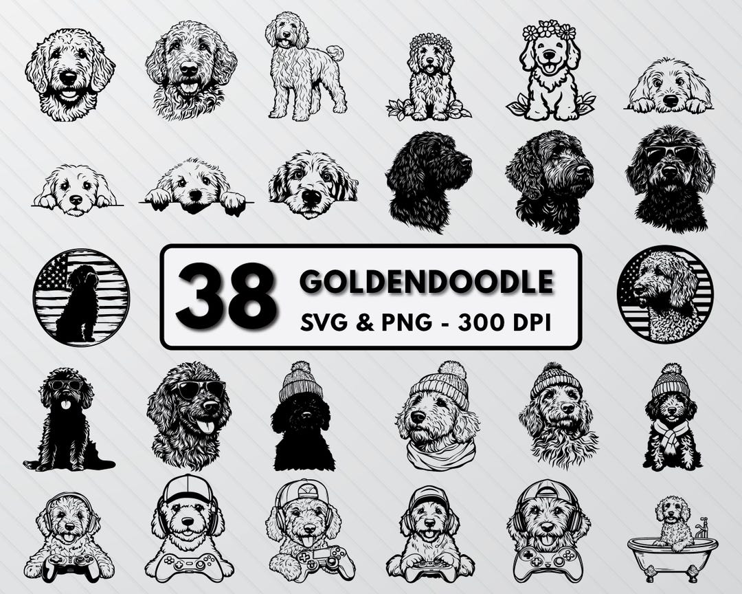 Goldendoodle SVG Bundle: Dog Breed Clipart, Vector Art (digital ...
