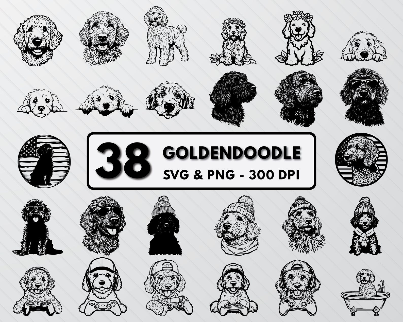 Goldendoodle SVG Bundle: Dog Breed Clipart, Vector Art (digital ...