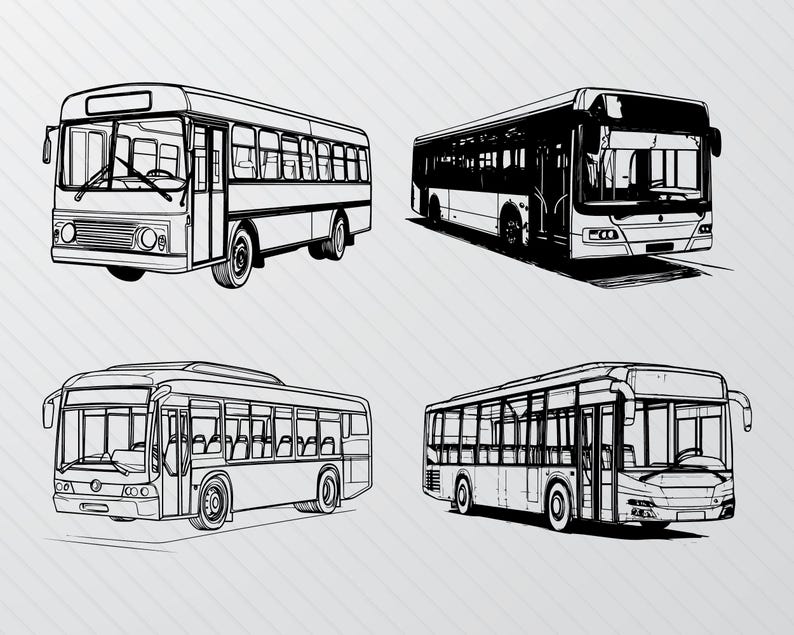 City Bus SVG Bundle: Silhouette Clipart, Decal Cut File (PNG) - Etsy