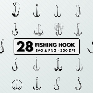 Fishing Hook SVG Bundle: Vector Art, Decal, Clipart (digital Download ...