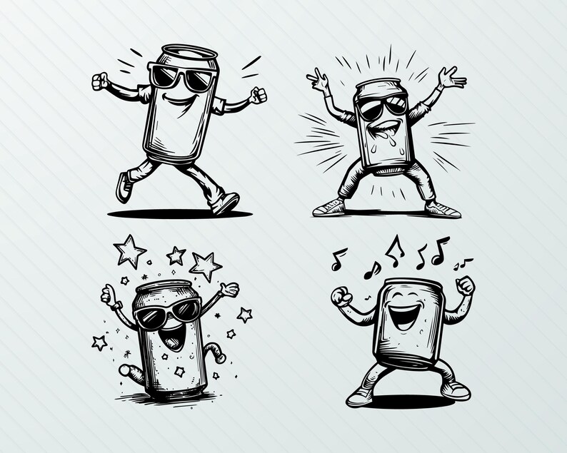 Dancing Soda Can Clipart: SVG, PNG, Vector Cut File - Etsy