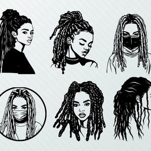 Girl Dreadlocks Silhouette: Vector Art, Clipart (SVG, PNG, Cricut Ready ...