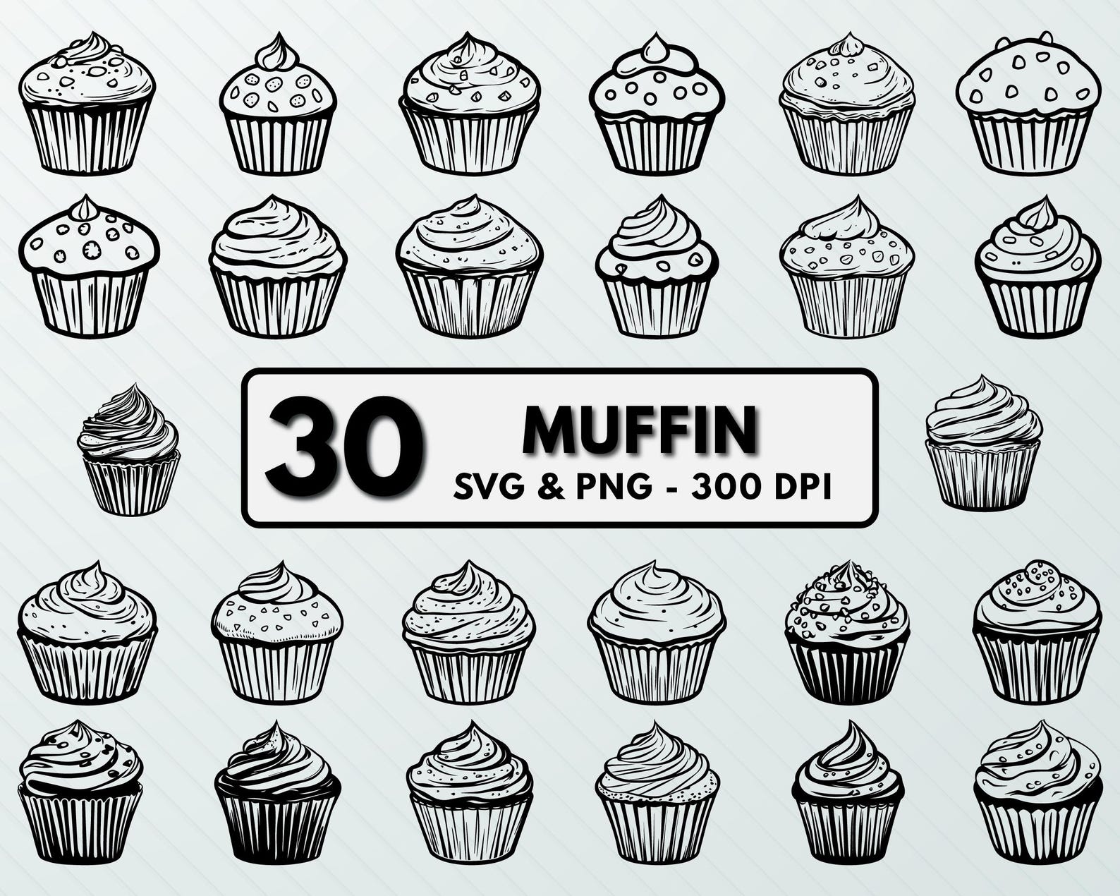 Muffin SVG PNG Bundle: Clipart Silhouette Vector Cut Files - Etsy