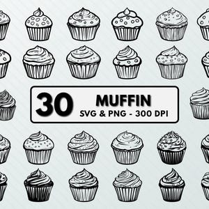 Muffin SVG PNG Bundle: Clipart Silhouette Vector Cut Files - Etsy