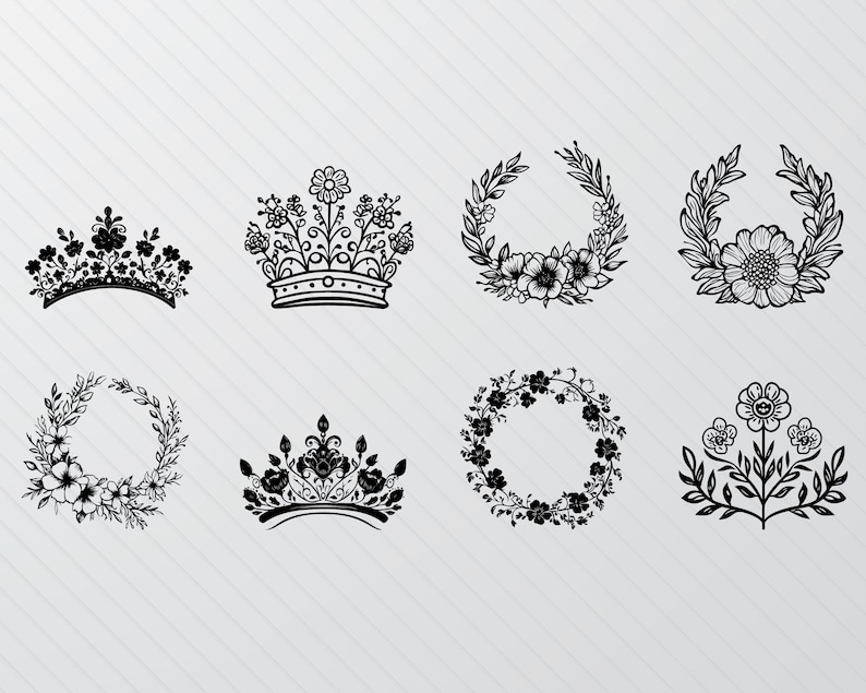 Floral Crown Silhouette Svg, Flower Crown Svg Bundle, Cut File for ...