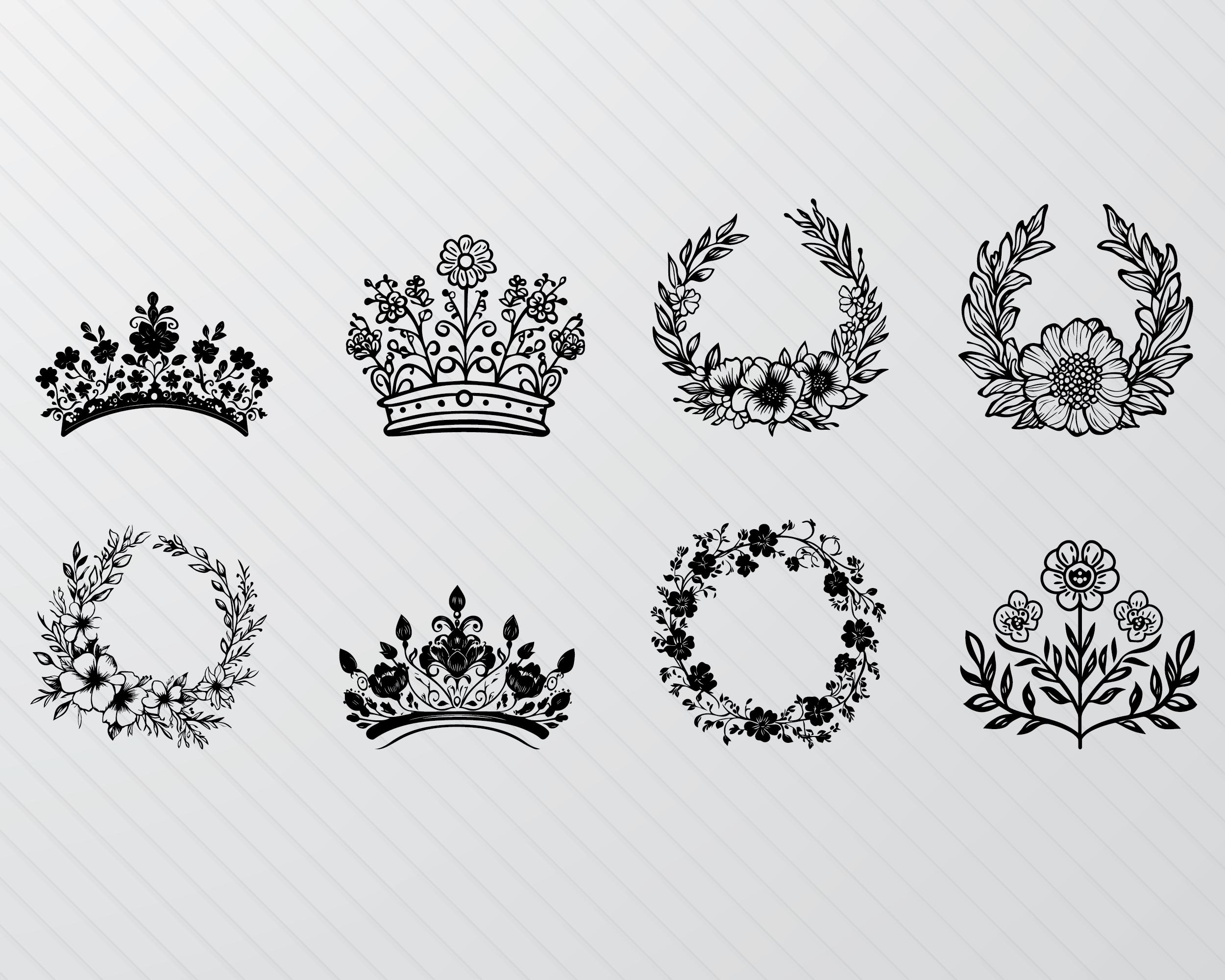 Floral Crown Silhouette Svg, Flower Crown Svg Bundle, Cut File for ...