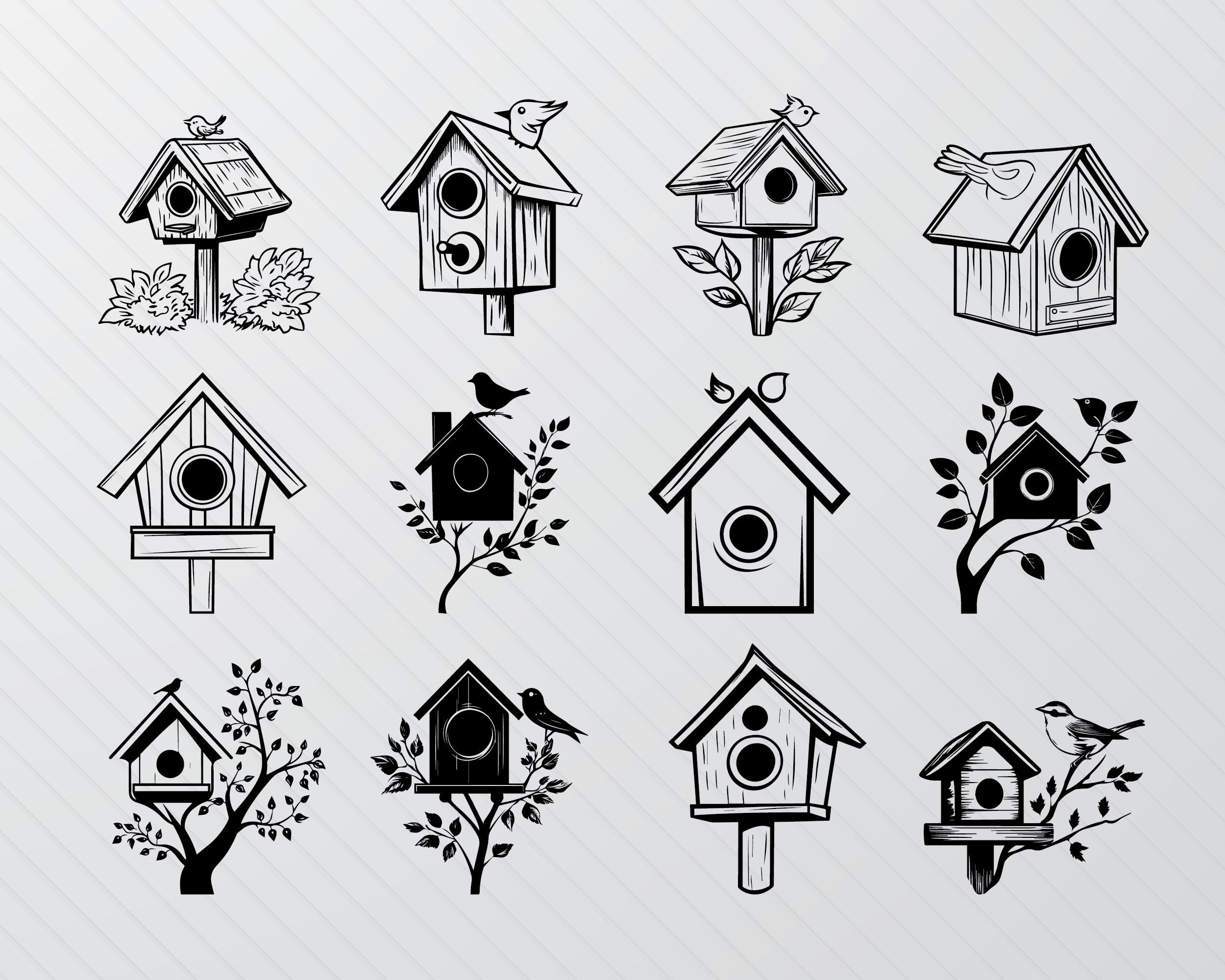 Bird House Svg Bundle, Bird House Silhouette, Bird House Clipart Png ...