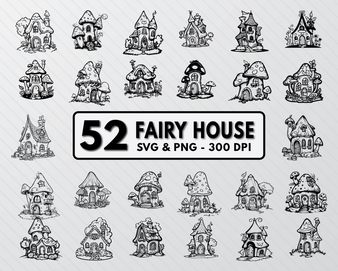 Fairy House Svg Bundle, Fairy House Silhouette, Fairy Tale House ...